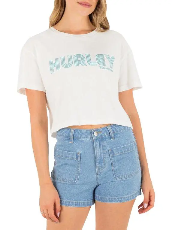 Hurley Cotton Boxy Crop Graphic T-shirt - Tofu