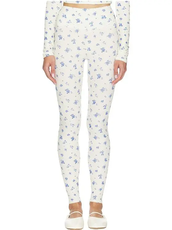 WELLBEING + BEINGWELL Raina Legging In Cream - Blue Floral