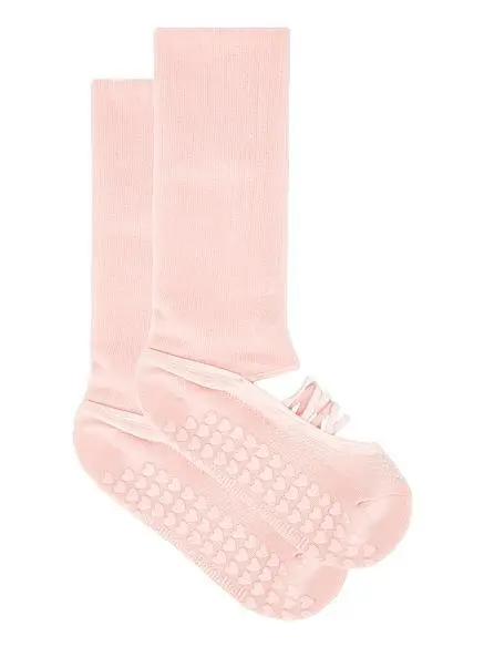 WELLBEING + BEINGWELL Scrunch Ballet Grip Sock - Pink Tulle