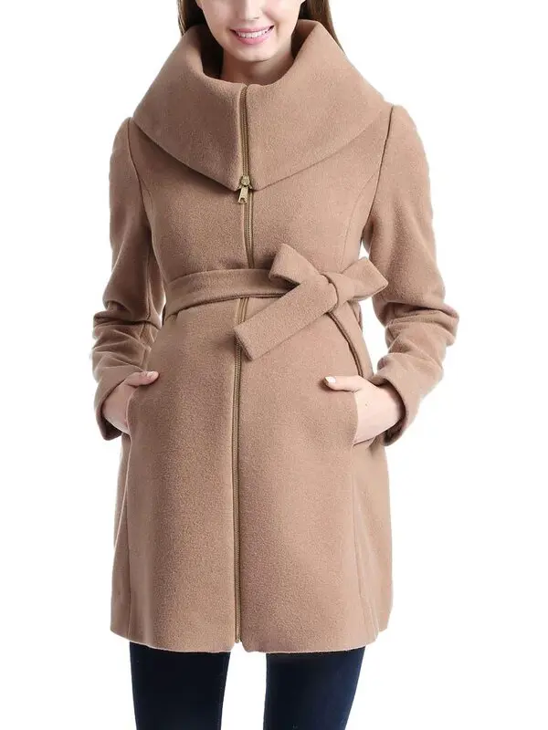 KIMI + KAI Mia Maternity Wool Coat - Camel