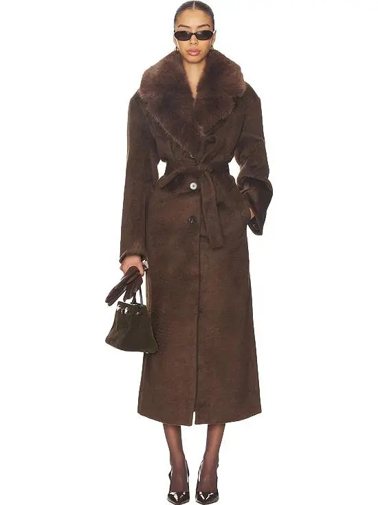 LAMARQUE Tillie Faux Fur Coat - Chocolate Brown
