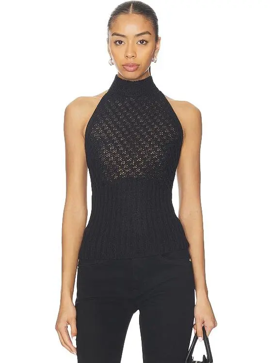 EB DENIM Sylvia Knit Halter Top - Black