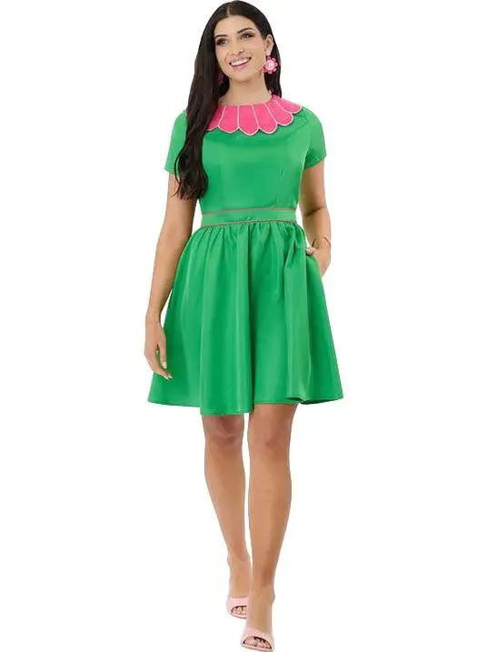 SMAK PARLOUR Petal Collar Fit & Flare Dress - Green