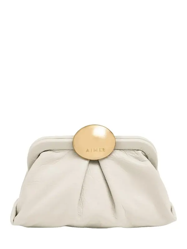 AIMEE Mini Full Circle Leather Crossbody Clutch - Chalk Crinkle
