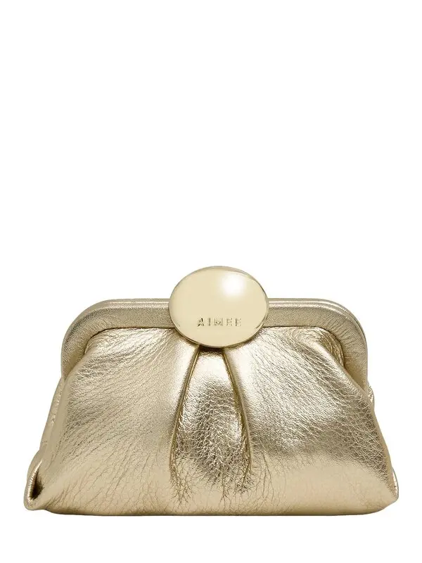 AIMEE Mini Full Circle Leather Crossbody Clutch - Warm Champagne