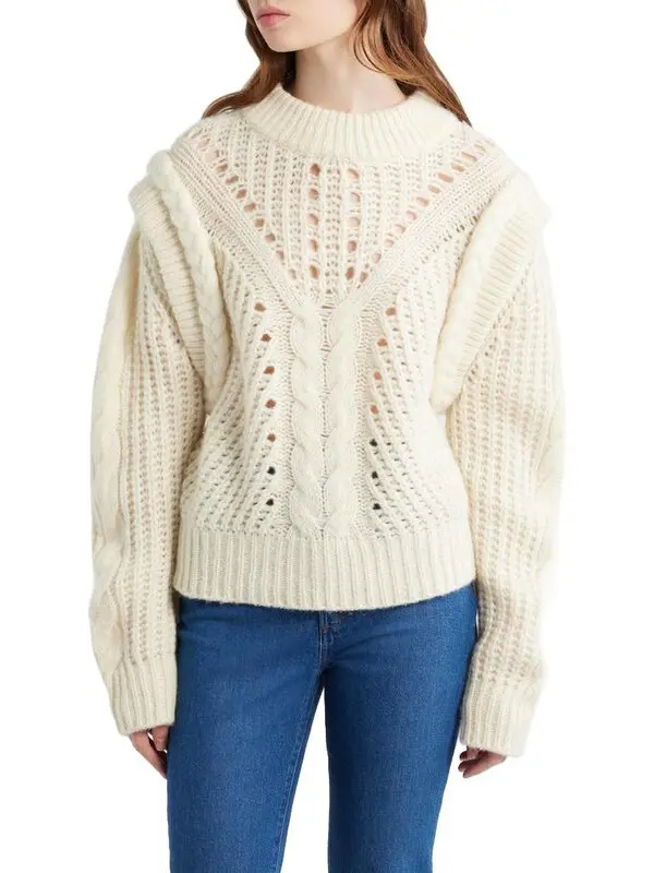 Hugo Boss Fasta Cable Knit Sweater - Open White