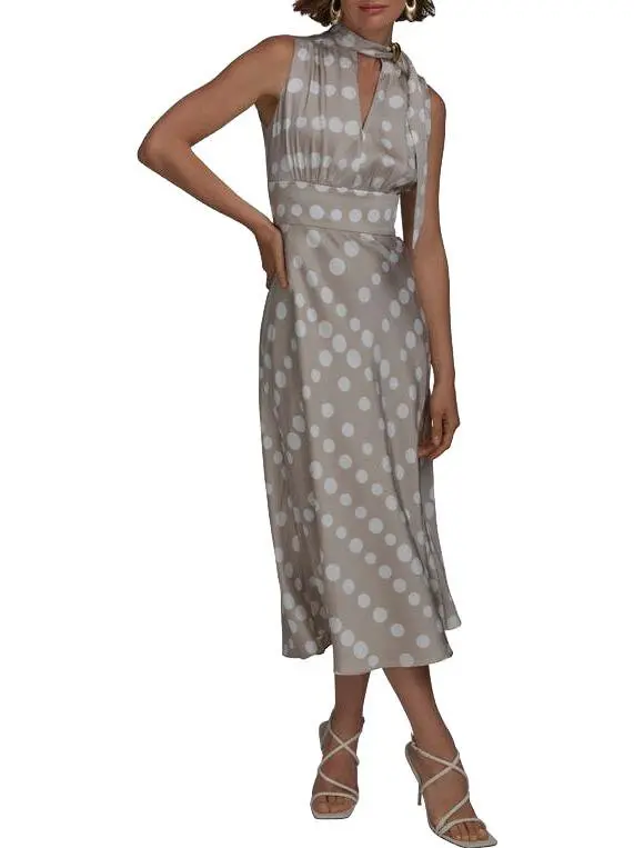 Donna Karan New York Print Scarf Sleeveless Midi Dress - Clay/cream