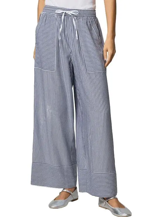 Splendid Ella Stripe Wide Leg Pants - Navy Blue/white