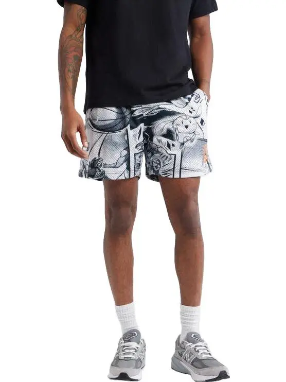 OVERTIME Anime Collage Mesh Basketball Shorts - Black