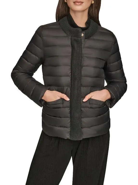 Donna Karan New York Nylon Quilted Down Jacket - Black