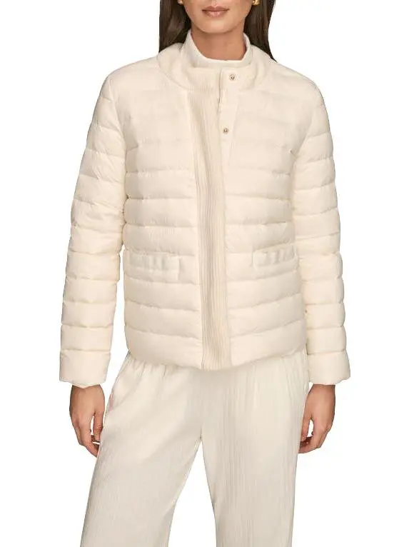 Donna Karan New York Nylon Quilted Down Jacket - Cream