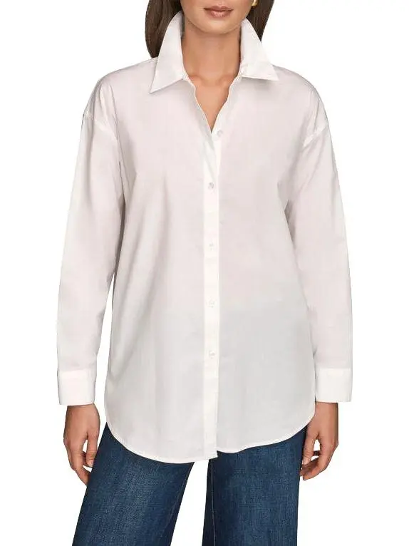 Donna Karan New York Long Sleeve Button-up Shirt - White