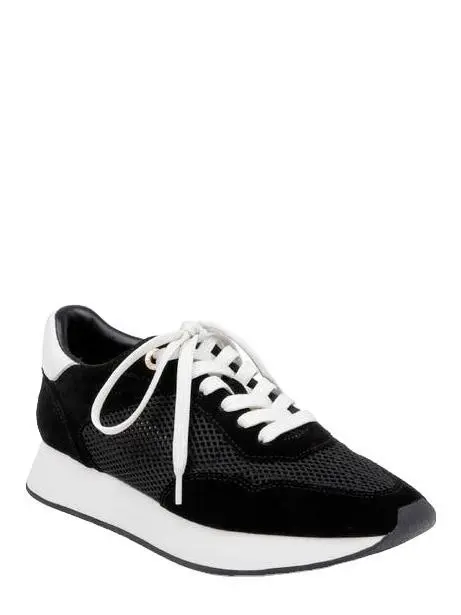 L'Agence Deepa Mixed Media Sneakers - Black Suede