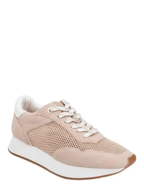 L'Agence Deepa Mixed Media Sneakers - Latte Suede