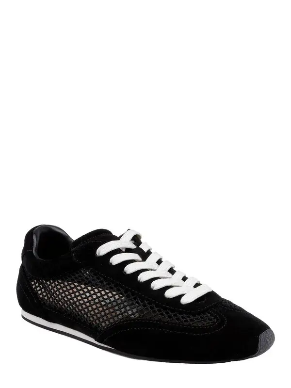 L'Agence Jarah Mixed Media Sneakers - Black Suede