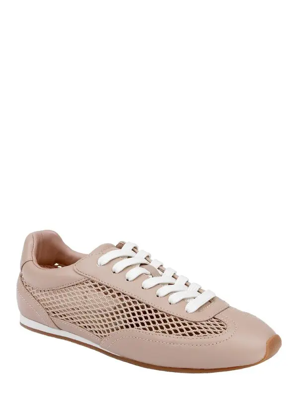 L'Agence Jarah Mixed Media Sneakers - Cappuccino Leather