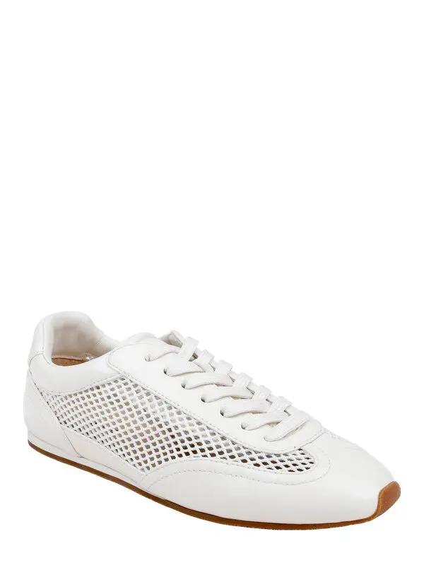 L'Agence Jarah Mixed Media Sneakers - White Leather