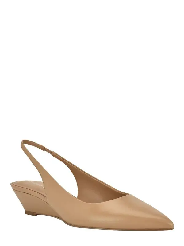 Calvin Klein Mavalyn Slingback Pointed Toe Wedge Pump - Medium Natural