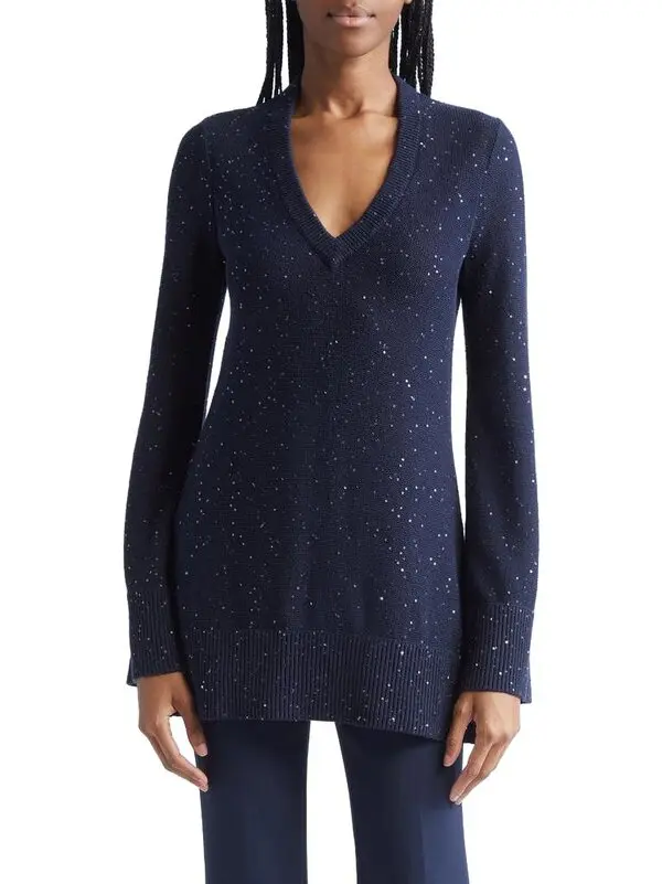 Michael Kors Sequin Linen & Cotton Sweater - Midnight