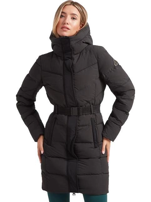 JACK1T Diamond Belted Hooded Down Coat - Black