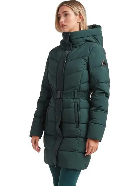 JACK1T Belted Hooded Down Coat - Emerald