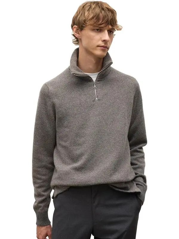 Johnstons Of Elgin Cashmere Half-zip Jumper - Grey
