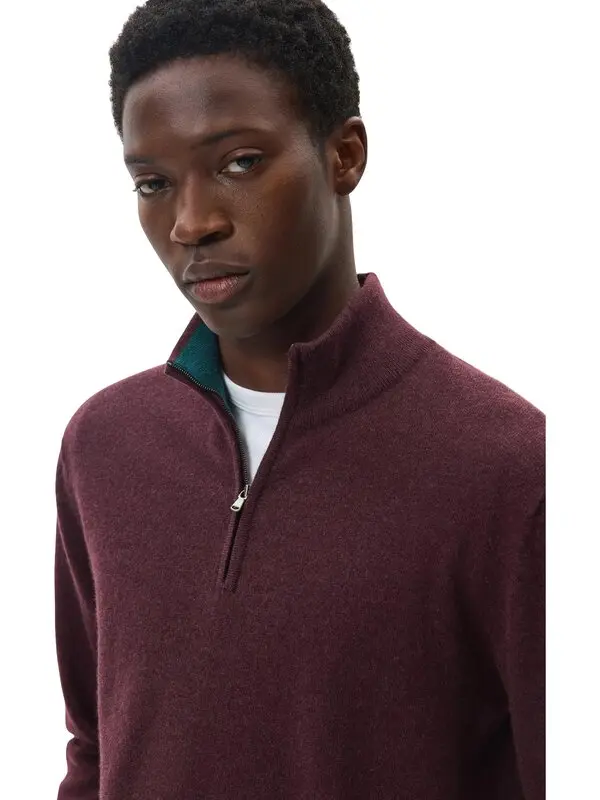 Johnstons Of Elgin Cashmere Zip Neck Jumper - Red