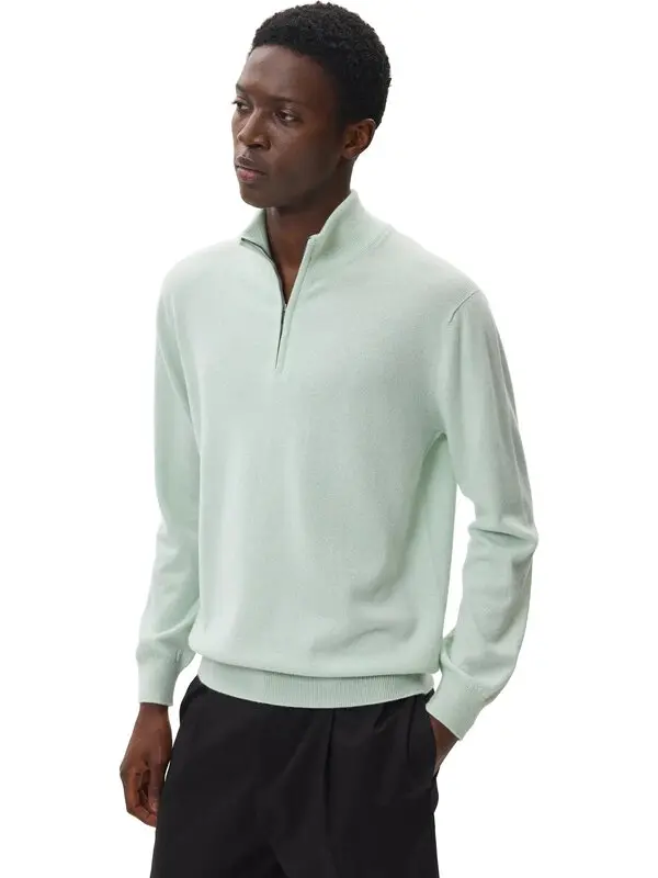Johnstons Of Elgin Cashmere Zip Neck Sweater - Green