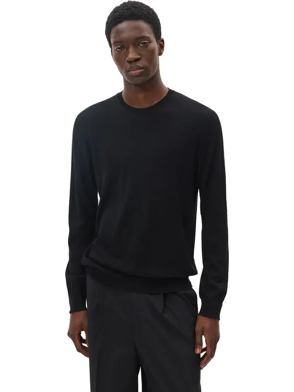 Johnstons Of Elgin Merino Round Neck Jumper - Black