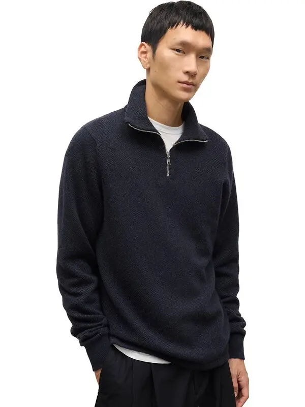 Johnstons Of Elgin Cashmere Half-zip Jumper - Navy