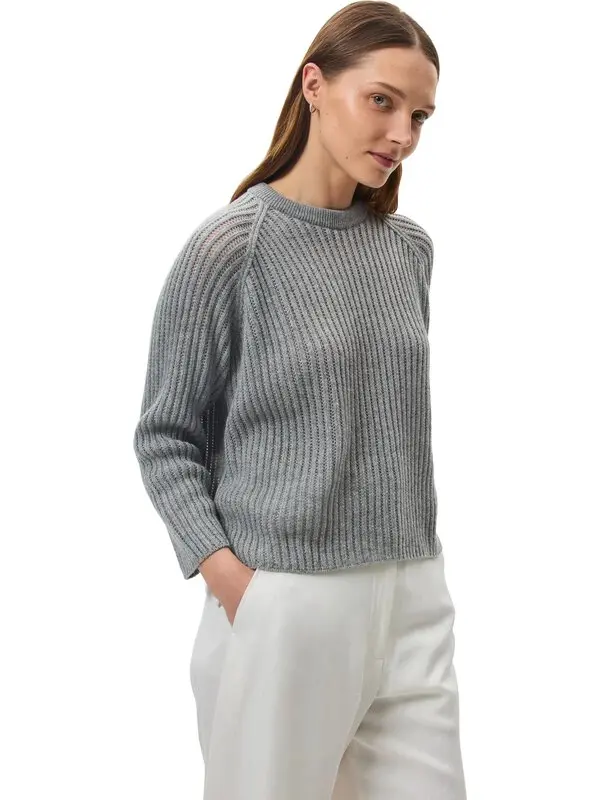 Johnstons Of Elgin Mesh Rib Cashmere Light Jumper - Grey