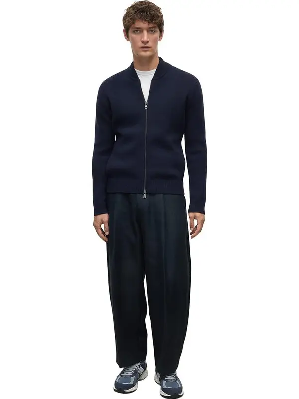Johnstons Of Elgin Cashmere Milano Stitch Zip Jacket - Navy