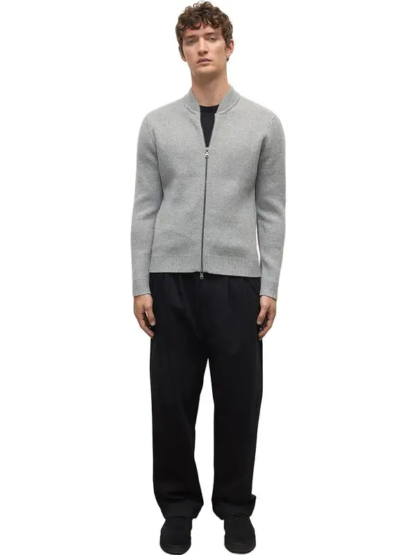 Johnstons Of Elgin Cashmere Milano Stitch Zip Jacket - Grey
