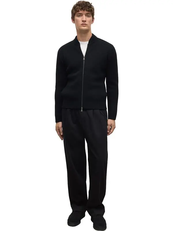 Johnstons Of Elgin Cashmere Milano Stitch Zip Jacket - Black