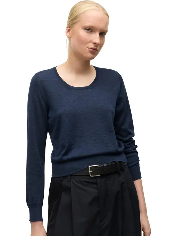 Johnstons Of Elgin Ella Scoop Neck Superfine Cashmere Jumper - Navy