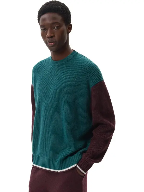 Johnstons Of Elgin Colour Block Relaxed Cashmere Jumper - Red