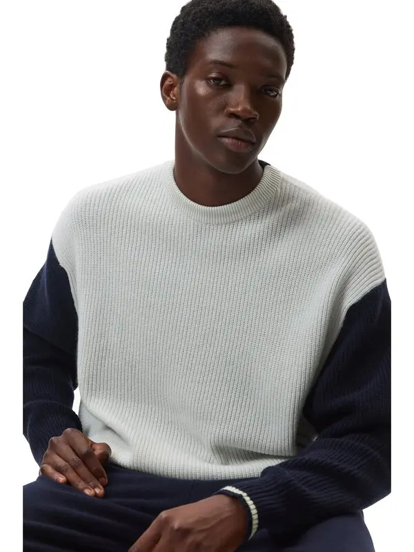 Johnstons Of Elgin Cashmere Colour Block Jumper - Navy