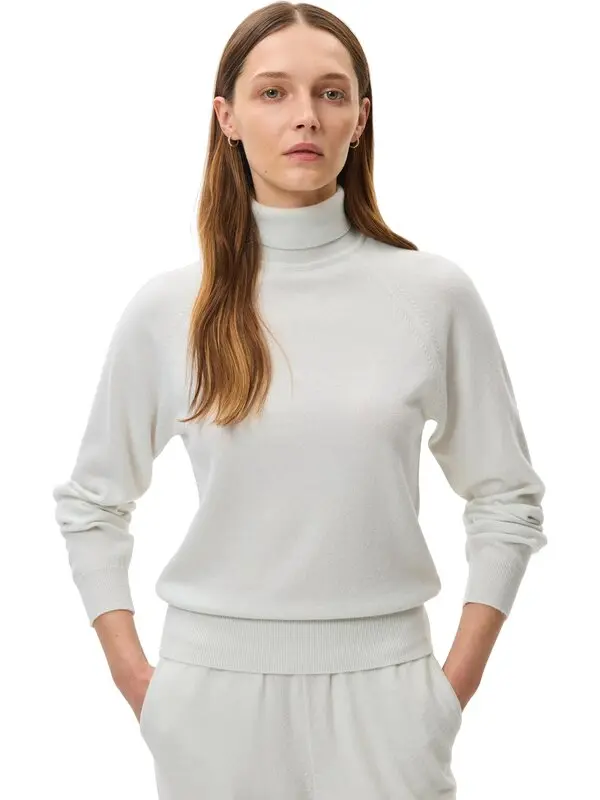 Johnstons Of Elgin Cashmere Roll Neck Jumper - White