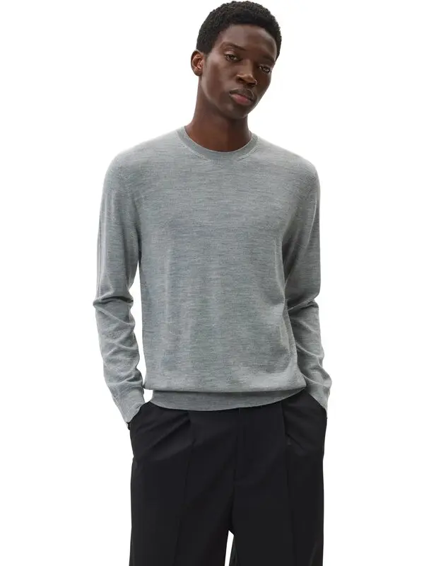 Johnstons Of Elgin Merino Round Neck Jumper - Grey