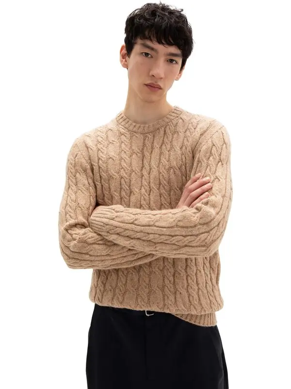 Johnstons Of Elgin Donegal Cable Knit Came Jumper - Brown