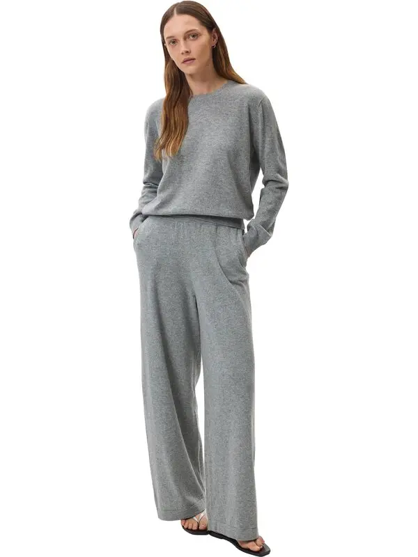 Johnstons Of Elgin High Rise Cashmere Culottes - Grey