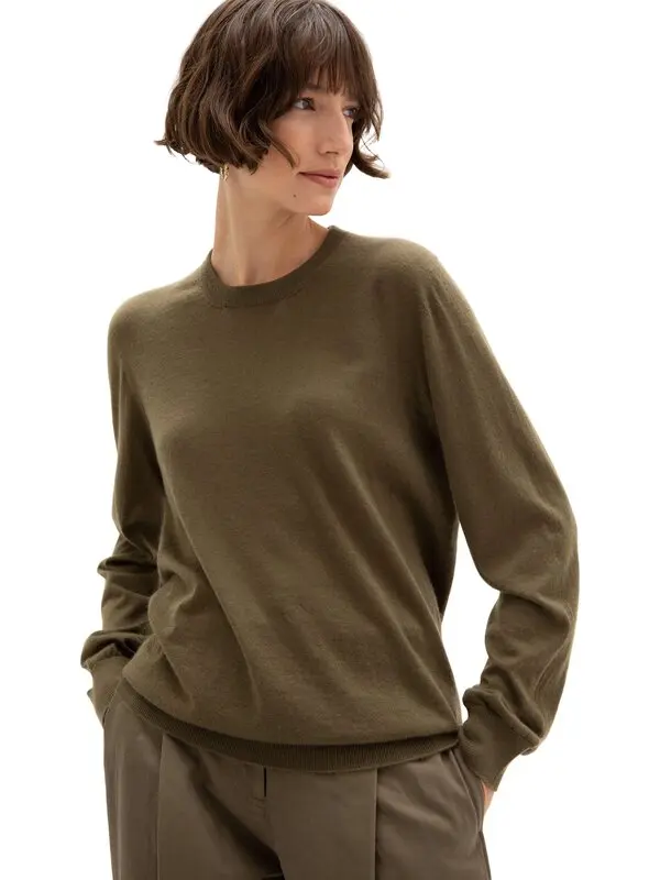 Johnstons Of Elgin Superfine Cashmere Round Neck Jumper - Green