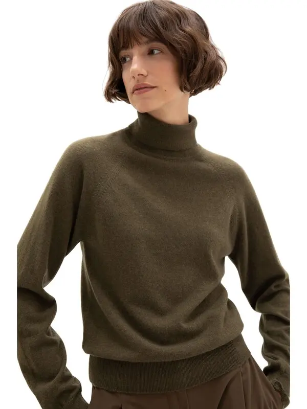 Johnstons Of Elgin Cashmere Roll Neck Jumper - Green