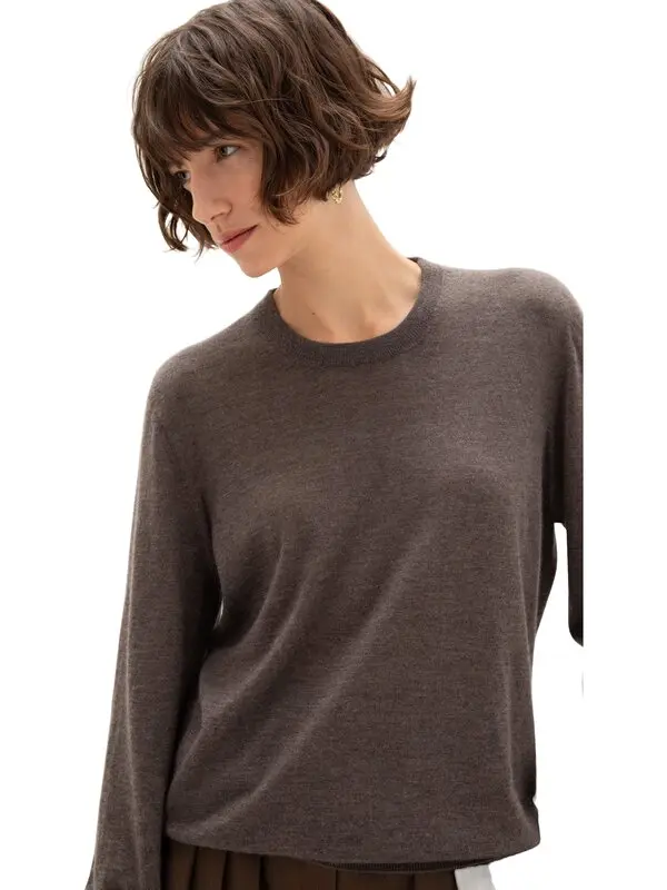 Johnstons Of Elgin Superfine Cashmere Round Neck Jumper - Brown