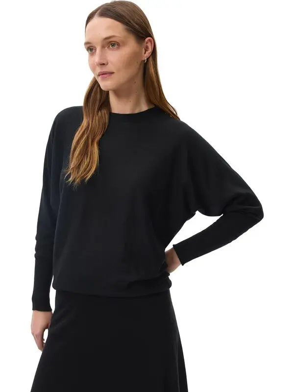 Johnstons Of Elgin Cashmere Silk Batwing Jumper - Black
