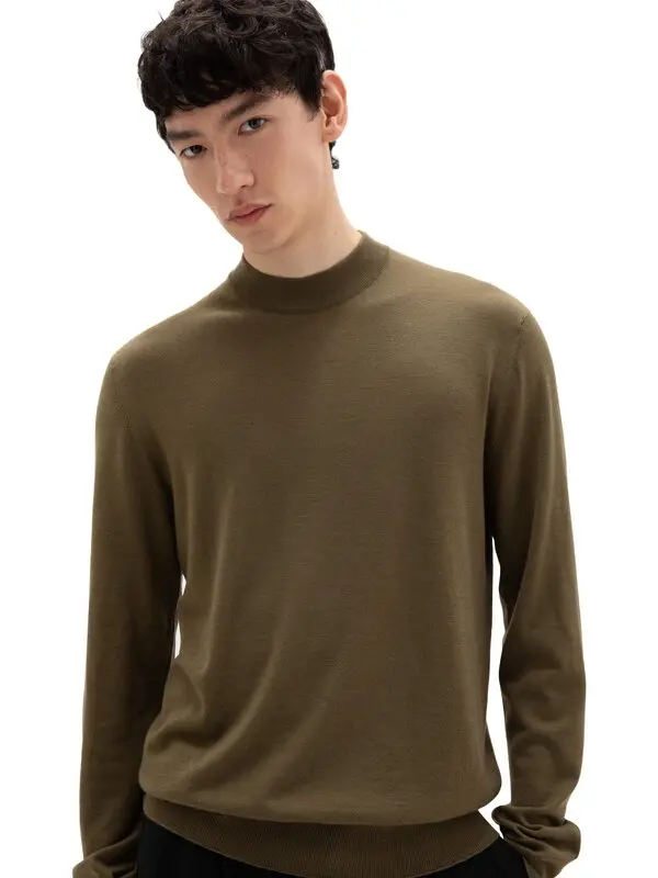 Johnstons Of Elgin Mock Turtleneck Merino Jumper - Green