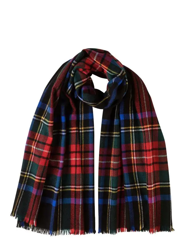 Johnstons Of Elgin Lightweight Cashmere Stewart Tartan Stole - Black