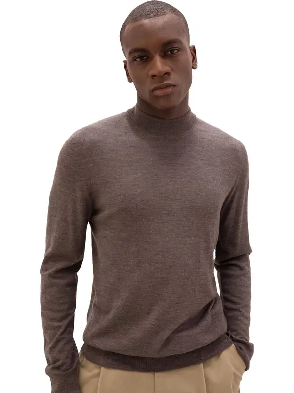 Johnstons Of Elgin Mock Turtleneck Merino Jumper - Brown
