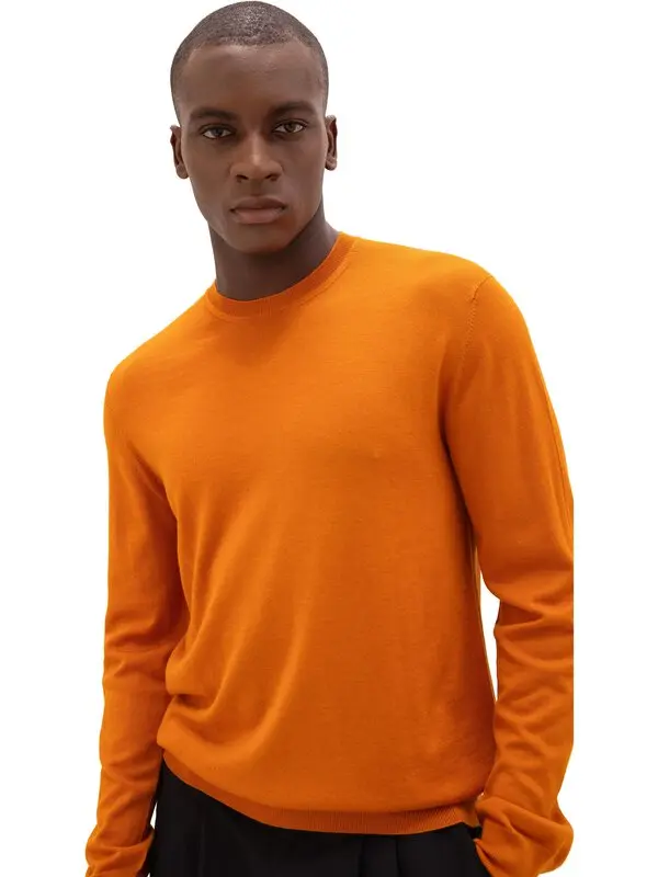 Johnstons Of Elgin Merino Round Neck Jumper - Orange