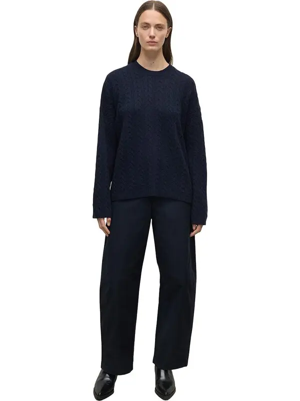 Johnstons Of Elgin Cashmere Cable Knit Jumper - Navy